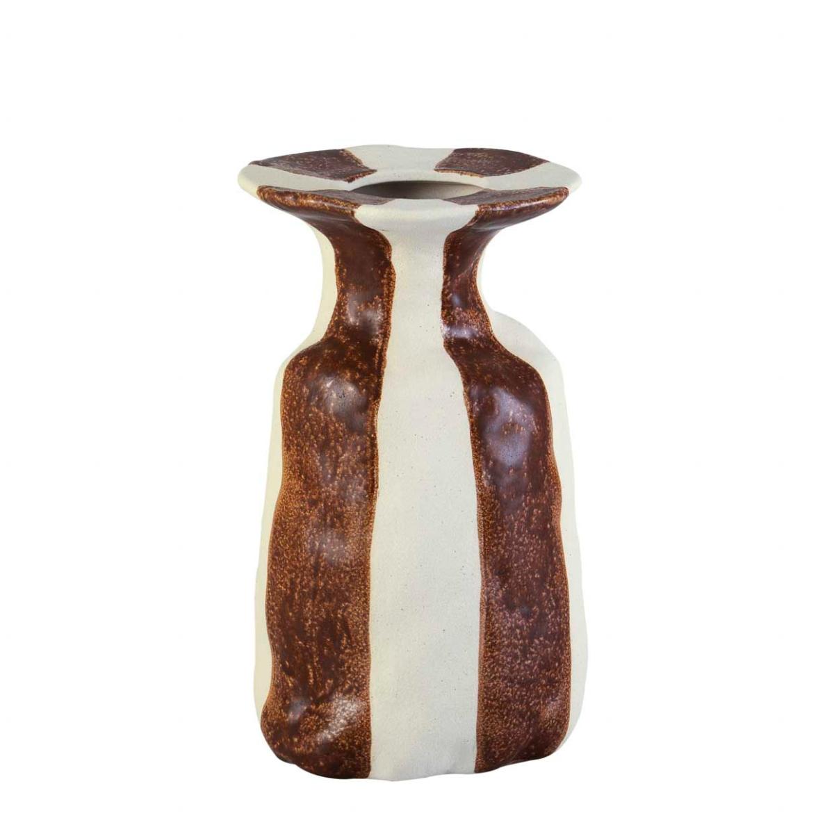 Jarrón decorativo con rayas marrón – Andrea House